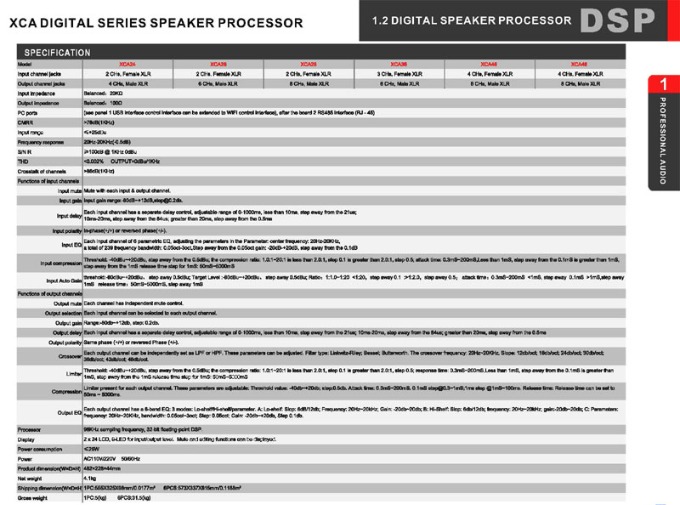 XCA48, dB-MARK 디지털 스피커 시그널 프로세서,32bit DSP Processor 내장,RS485통신,RJ45,4 in 8 out